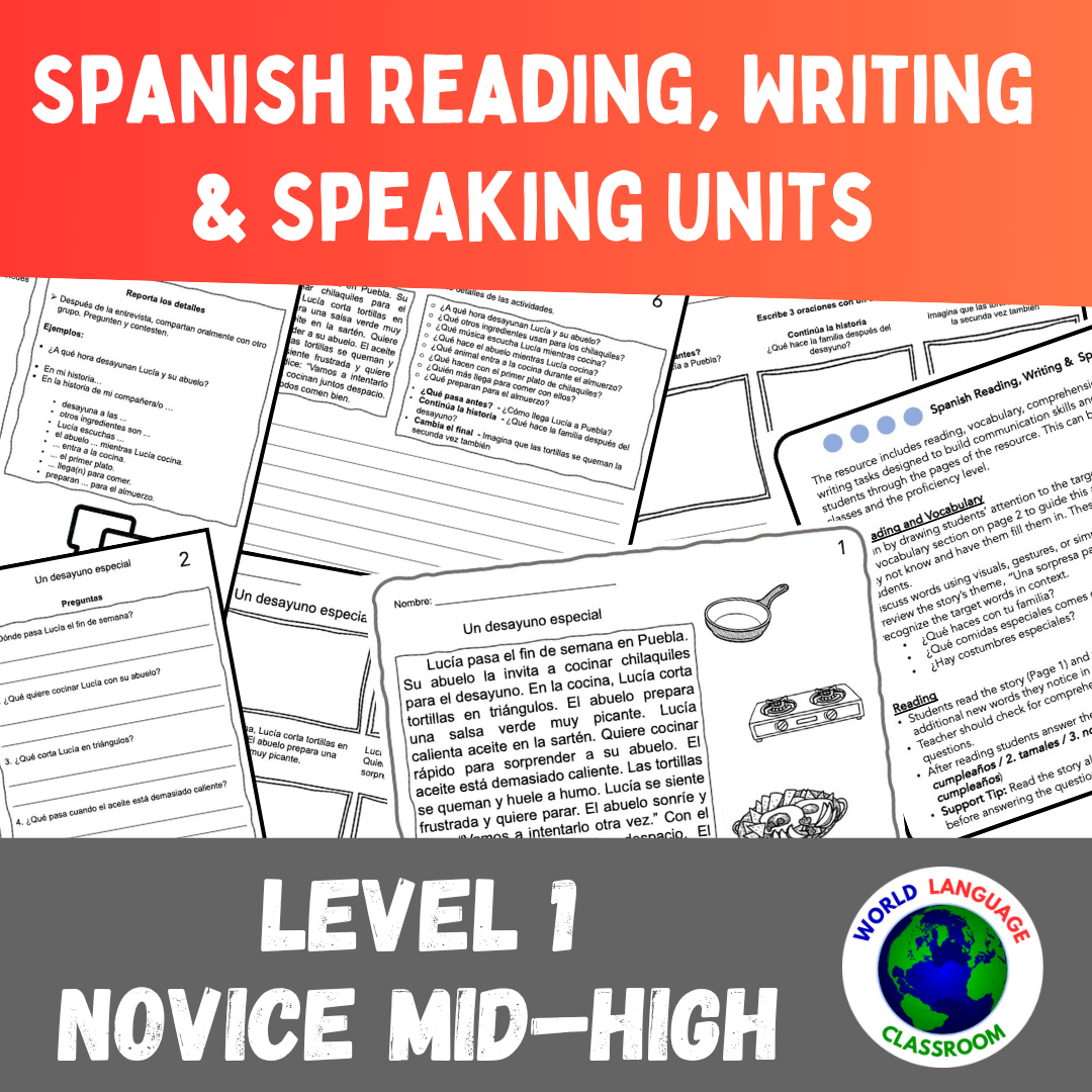 Spanish Level 1 Reading, Writing & Speaking Units | World Language ...